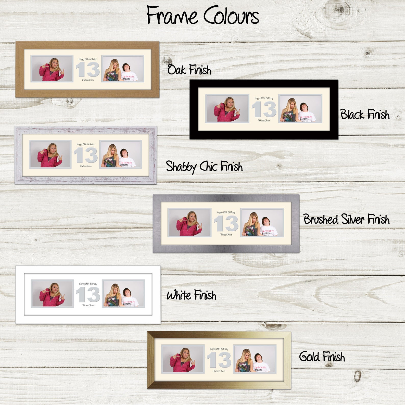 13th Photo Frame Word 13th Birthday Photo Frame Special Gift Two Box 6 ...