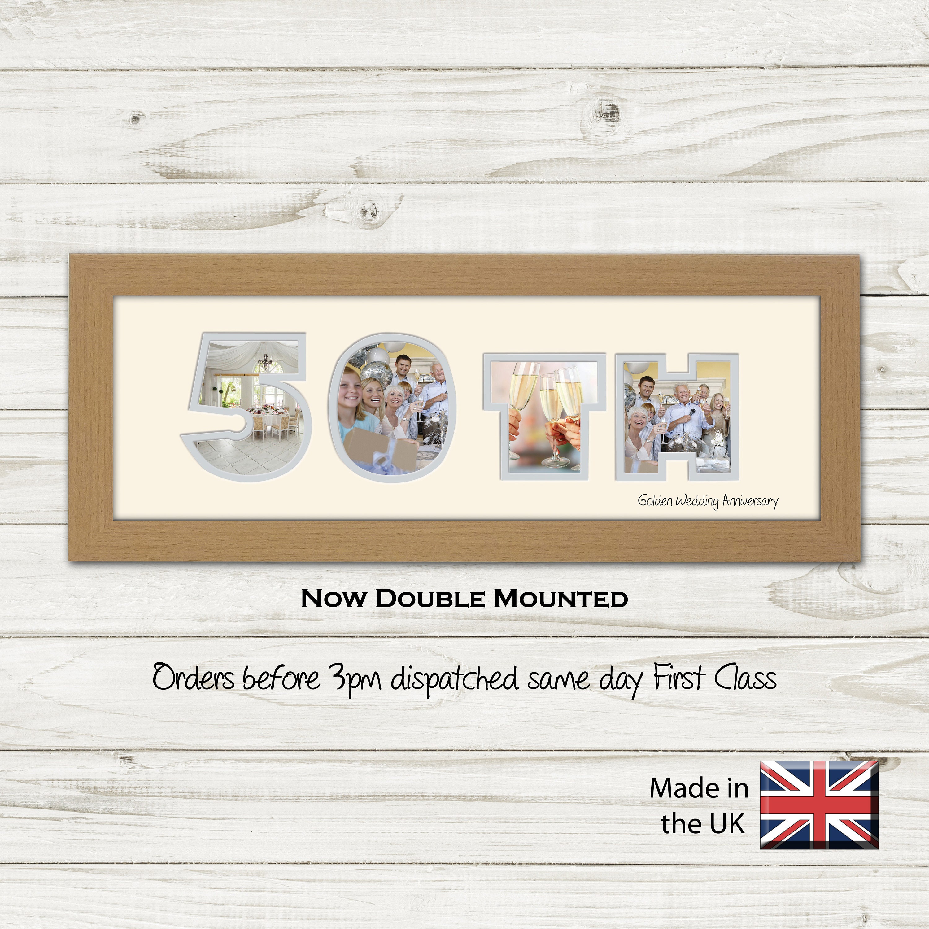 50th Photo Frame 50th Anniversary Number Photo Frame Golden - Etsy UK