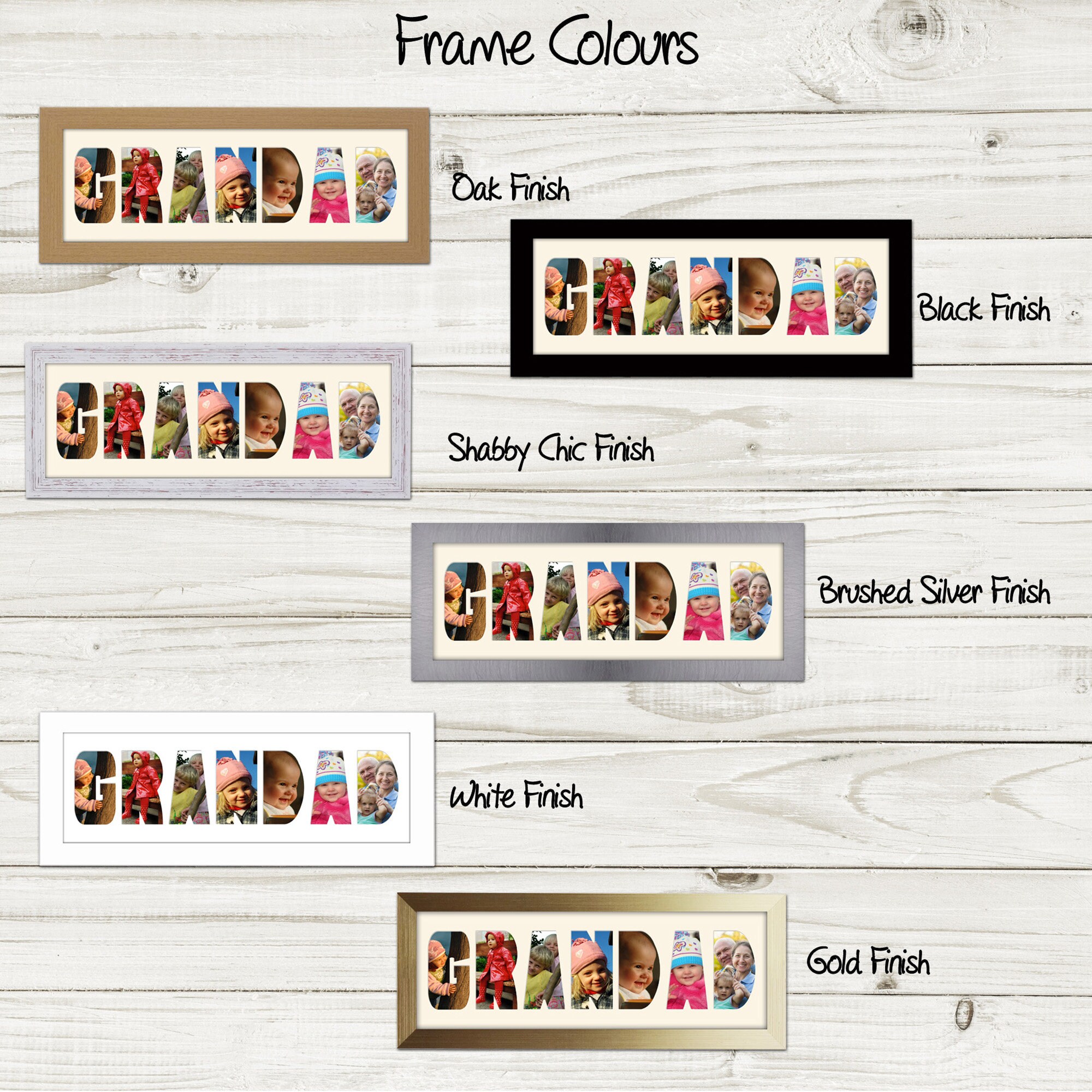 Grandad Photo Frame: UK Made Word Art Gift, 22x8 Inch Wood Frame - Etsy UK