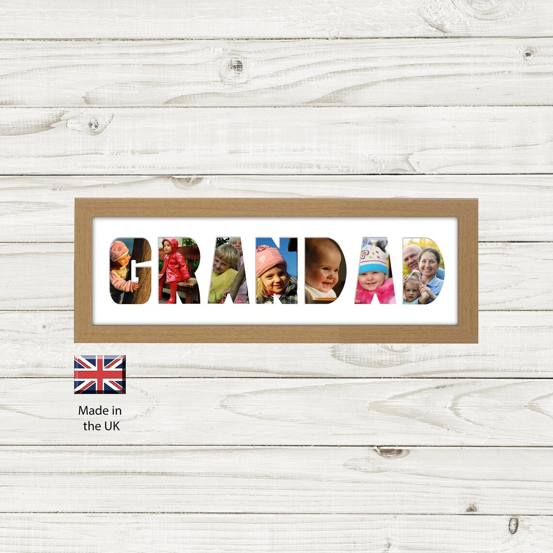 Grandad Photo Frame: UK Made Word Art Gift, 22x8 Inch Wood Frame - Etsy UK