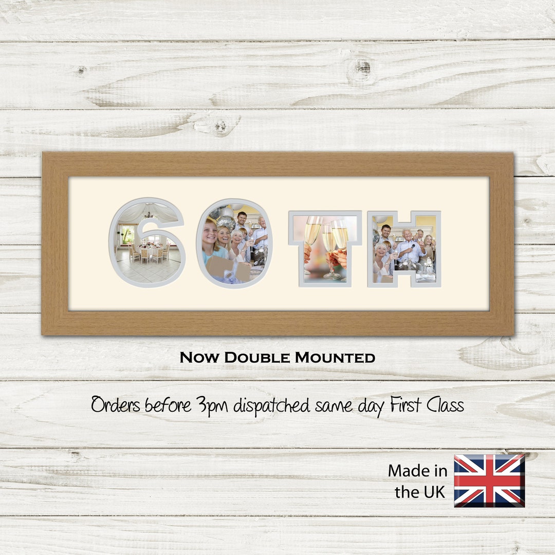 60th Photo Frame 60th Birthday Number Photo Frame Special Gift - Etsy UK