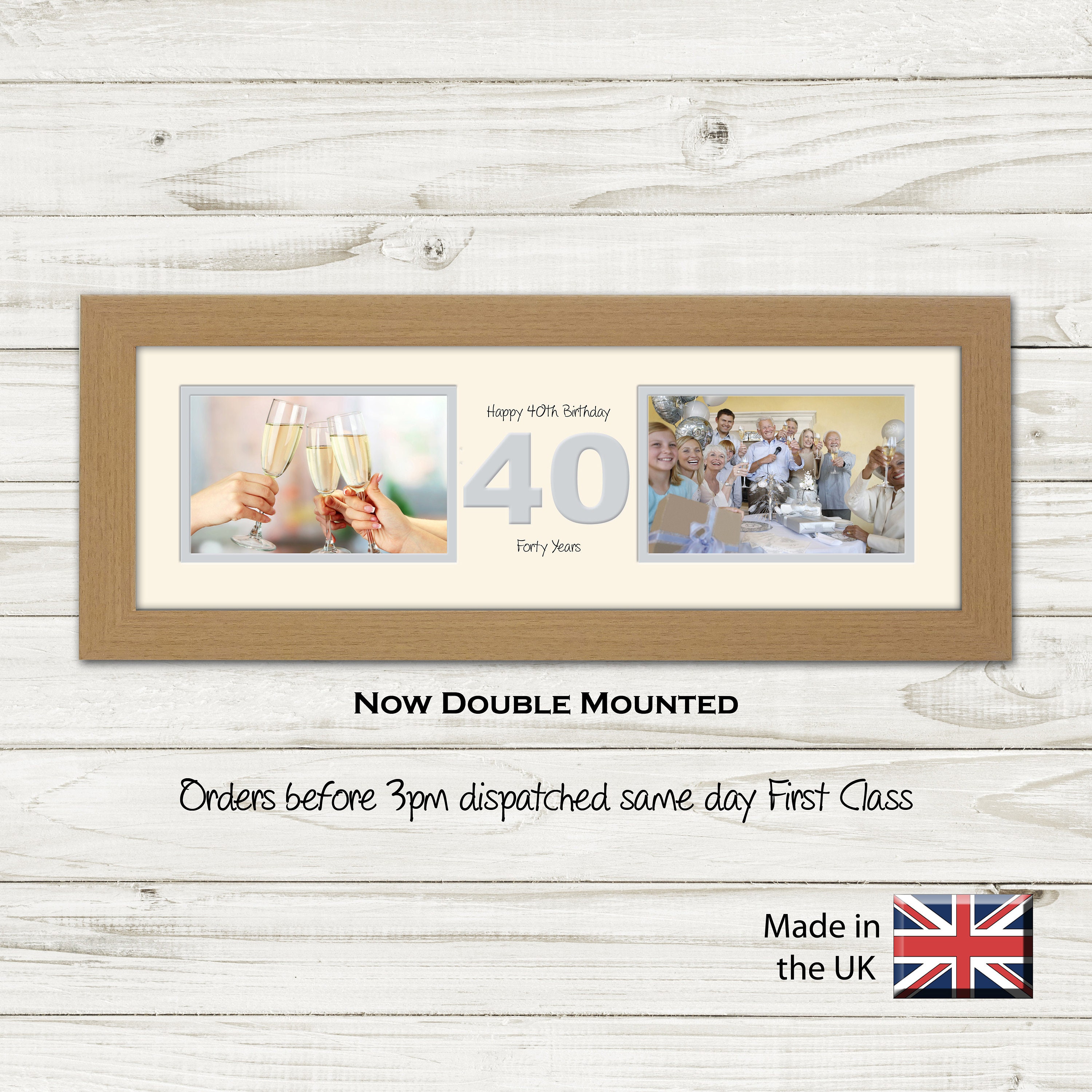 40th Photo Frame Word 40th Birthday Photo Frame Special Gift Two Box 6 ...