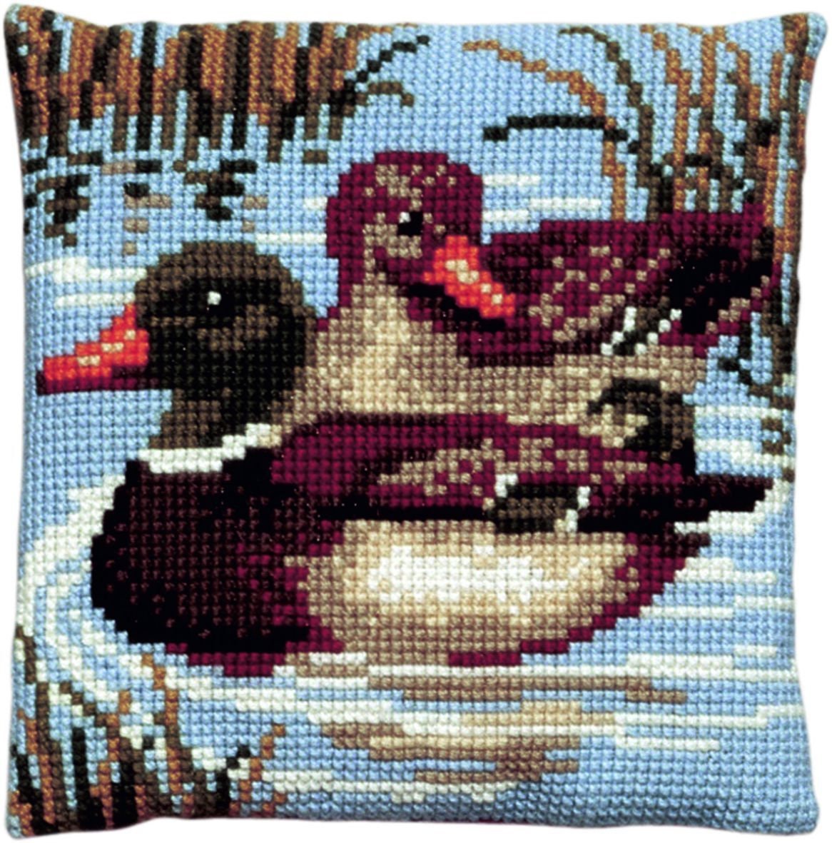 Pako Birds Chunky Cross Stitch Embroidery Cushion Pillow Craft Kit - 40 ...