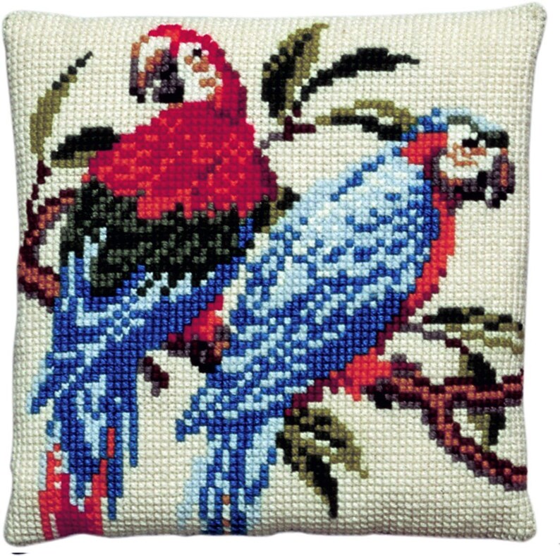Pako Birds Chunky Cross Stitch Embroidery Cushion Pillow Craft Kit - 40 ...