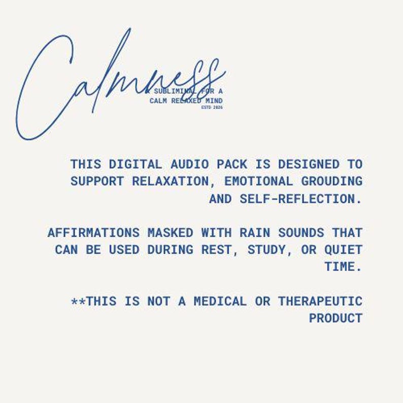 Calmness Subliminal | Digital Audio for Relax and Calm - Etsy
