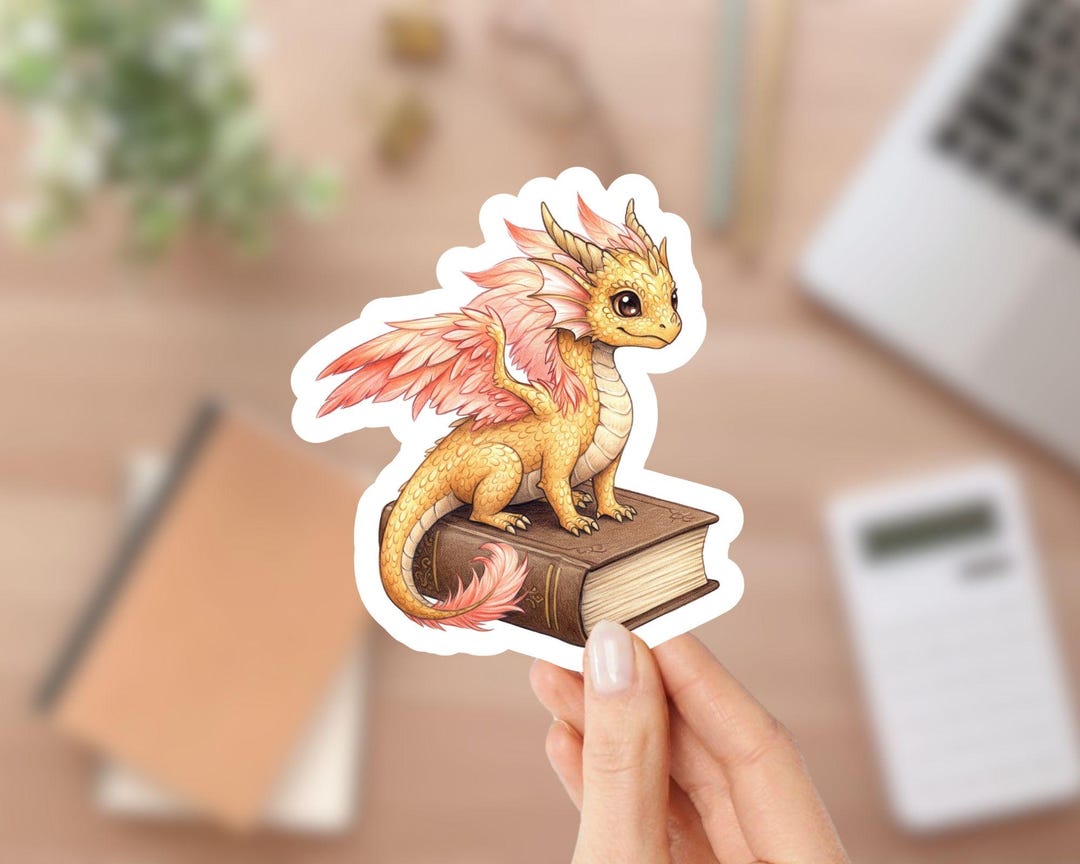 Cute Feathered Andarna Dragon Fantasy Book Sticker for Kindle Readers ...