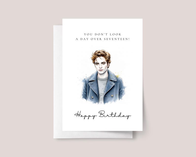 Custom Twilight Birthday Card With Edward Cullen Turning 18, 21, 30, 40 ...
