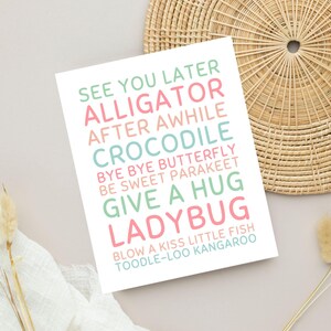 Printable Nursery Rhyme Wall Art - See You Later Alligator - Etsy