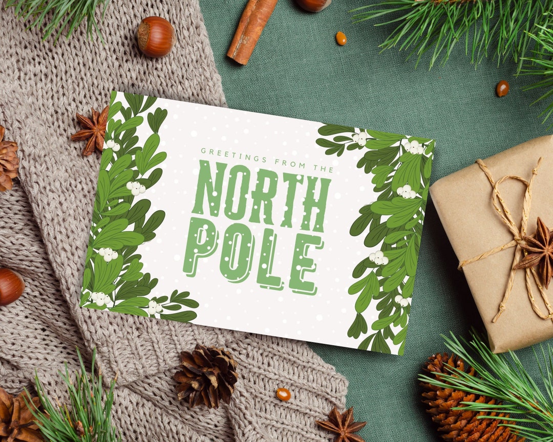 Printable Christmas Postcard Greetings From the North Pole - Etsy