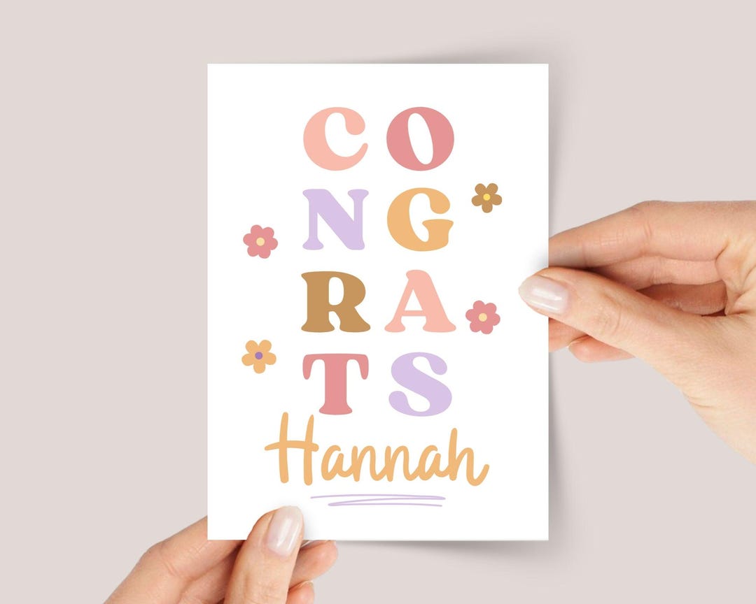 Personalized Congratulations Card With Colorful Daisies - Etsy