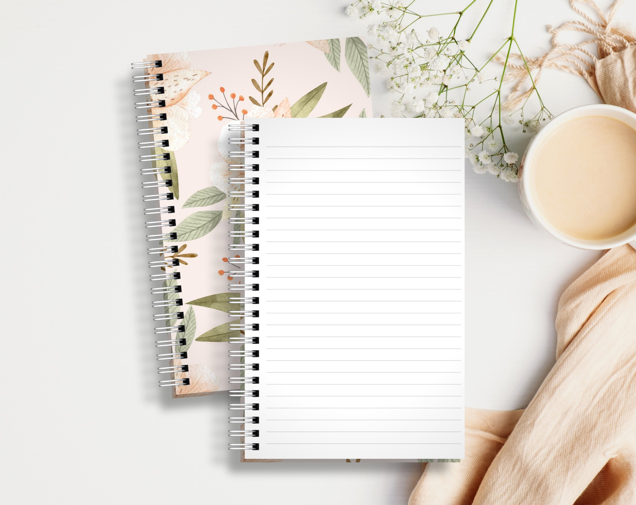 Hardcover Spiral Notebook Blushing Blossoms Spiral Bullet - Etsy