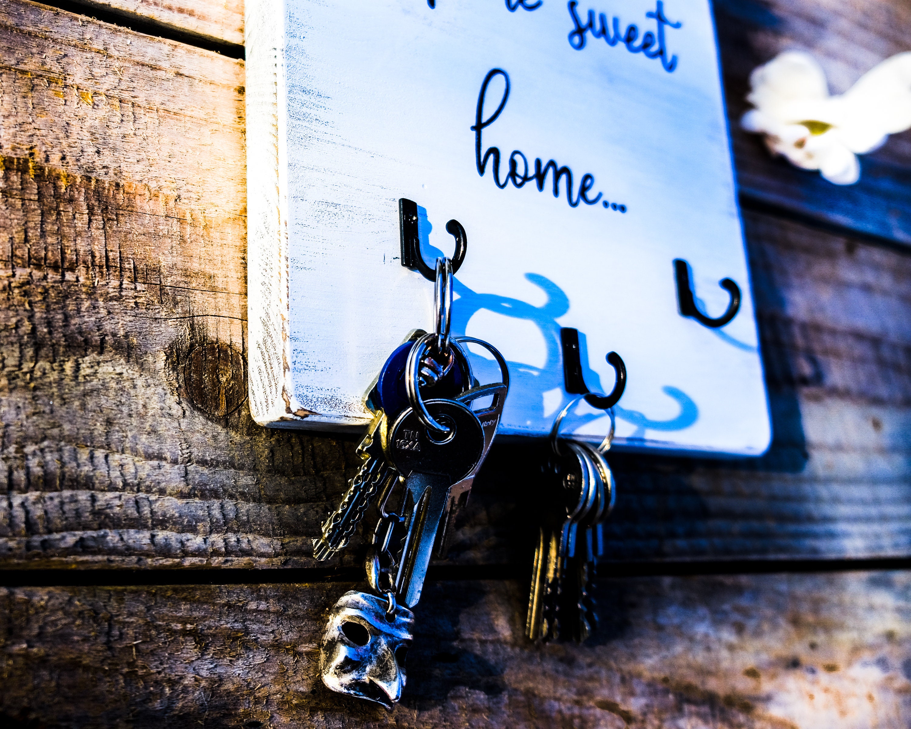 Home Sweet Home Wooden Sign Key Hanger for a Wall Farmhouse Style Home ...