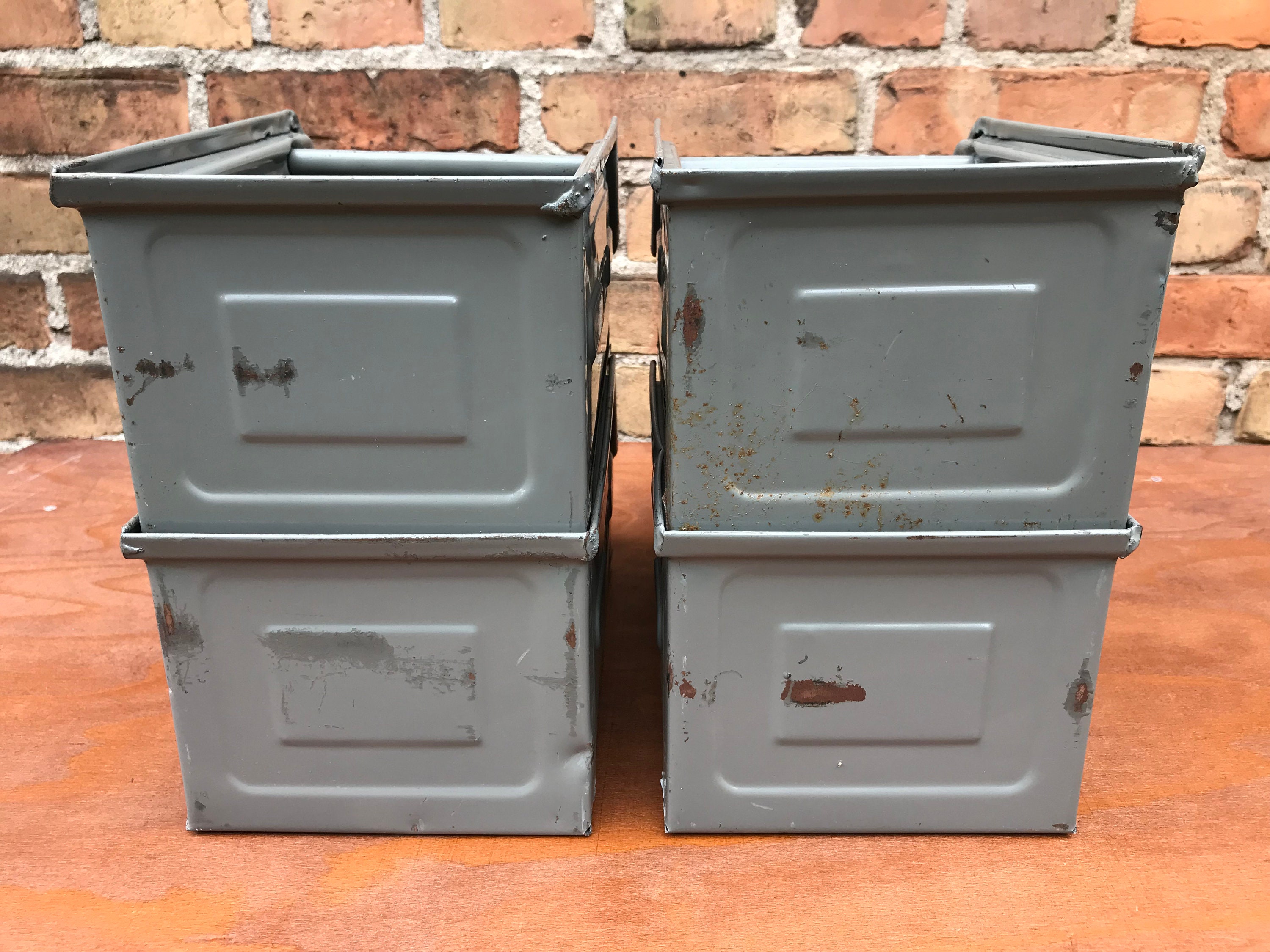 4er Set kleine Stapelboxen grau Schäferkisten