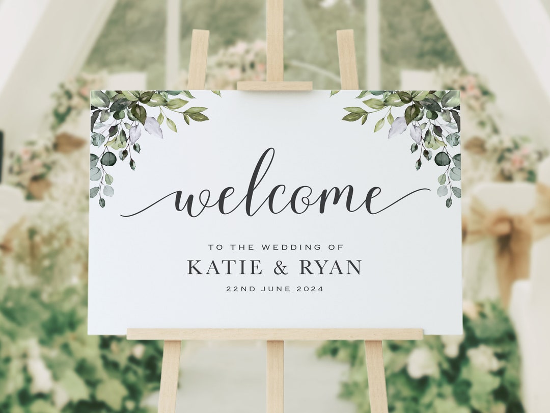 Eucalyptus Wedding Welcome Sign: Canvas, Foam Board or Art Paper ...