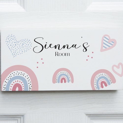 Personalised Room Sign With Childs Name Pastel Rainbow - Etsy