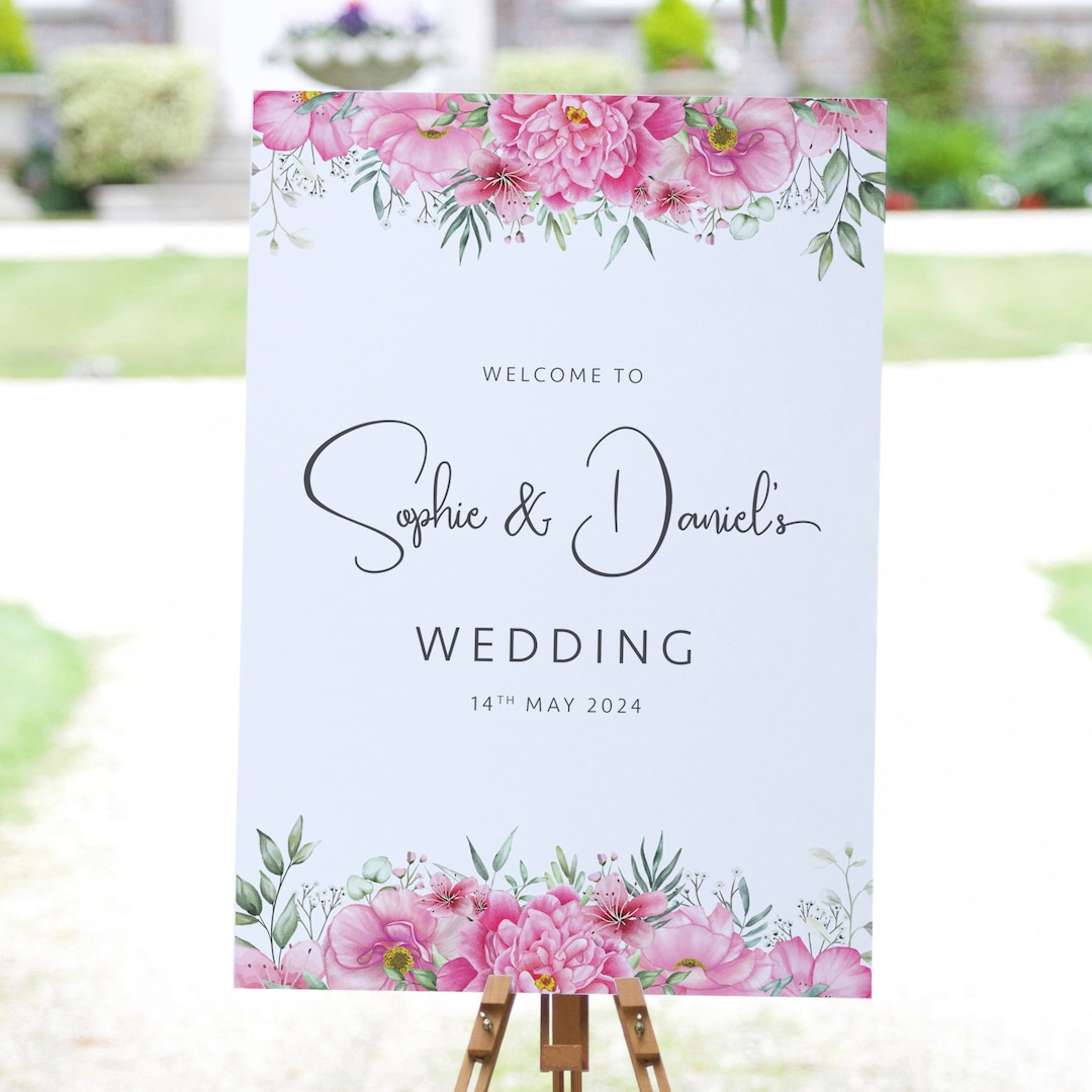 Personalized Floral Wedding Welcome Sign: Canvas, Foam Board or Poster ...