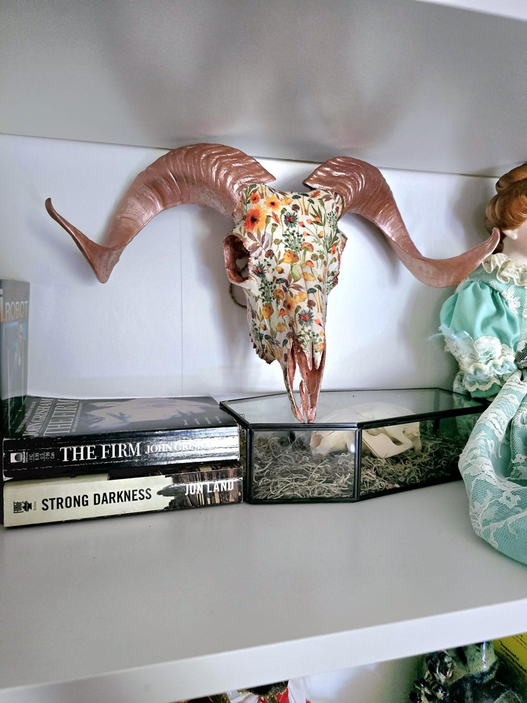 Hand Decorated Ram Skull With Rose Gold Accents Full Skull Home Decor ...