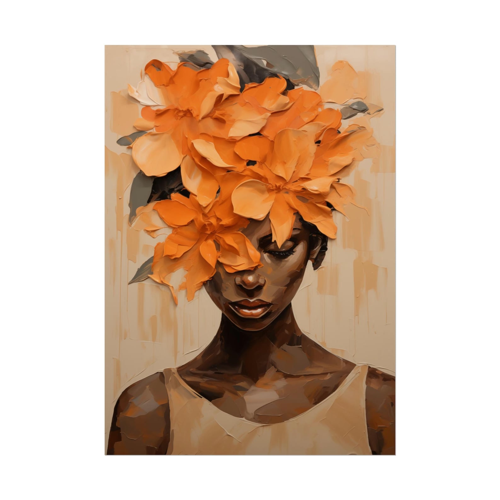 Black Woman Printable Wall Art DIGITAL DOWNLOAD Floral Wall Art African Portrait Black Art Print ...