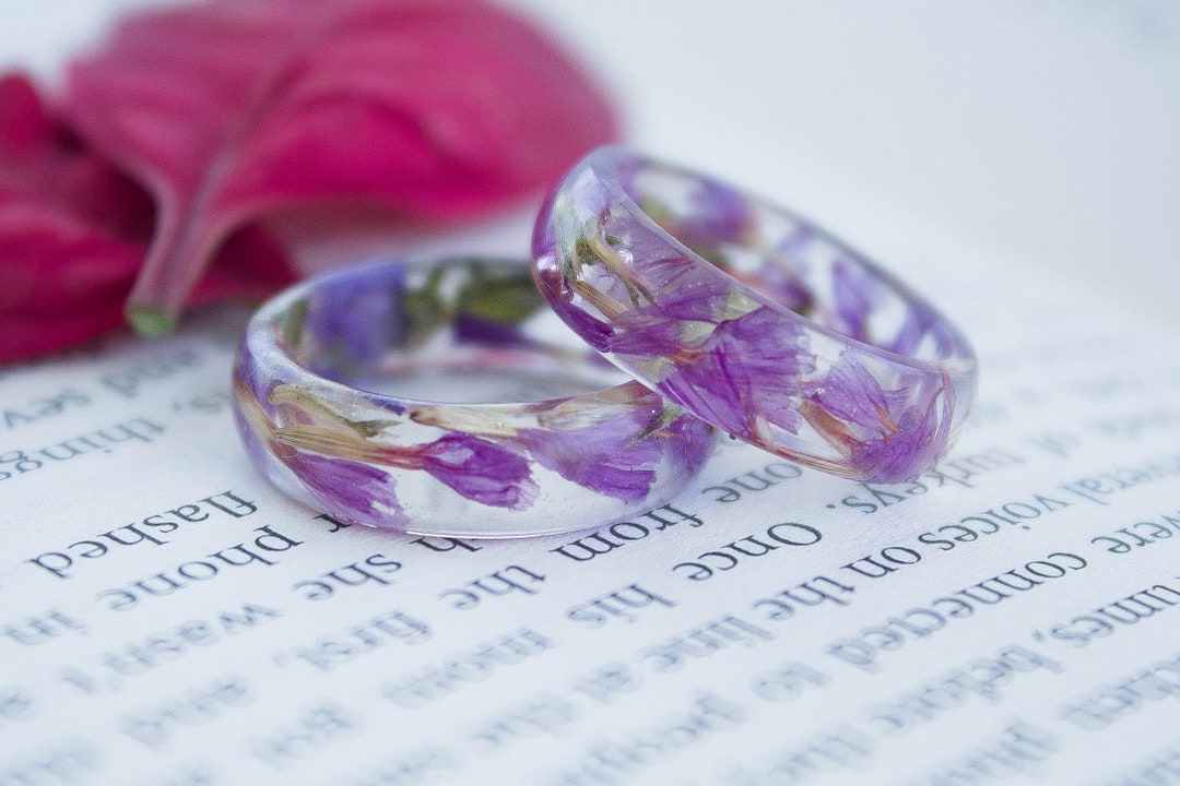 Real Flower Ring/resin Ring/pressed Flower Resin Ring/plant Ring ...