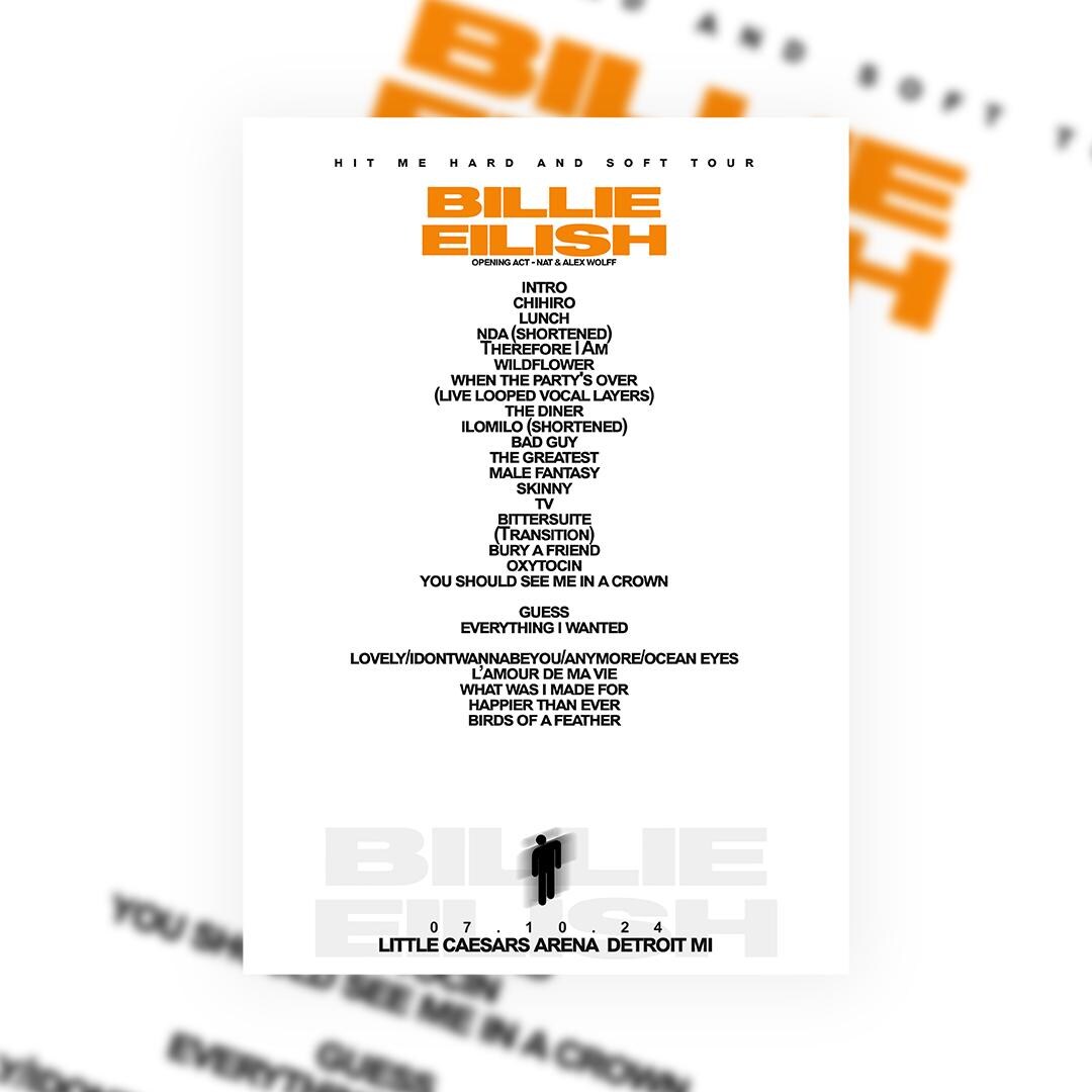 Billie Eilish Souvenir Setlist Hit Me Hard & Soft Tour DIGITAL DOWNLOAD ...