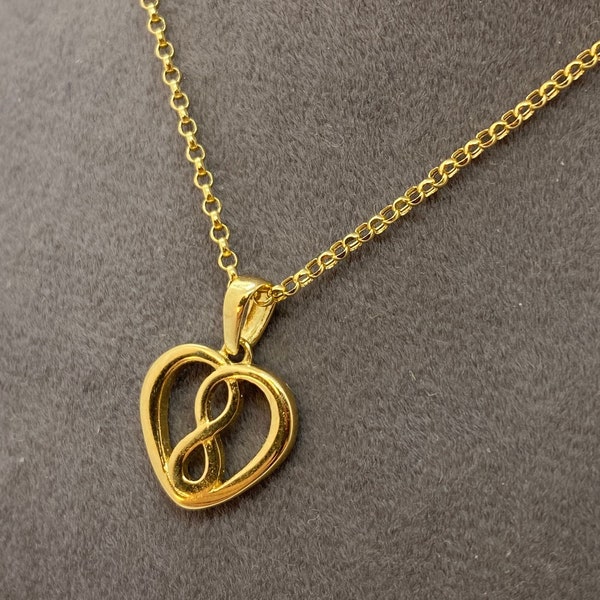 18k Solid Gold Infinity Heart Necklace - Etsy