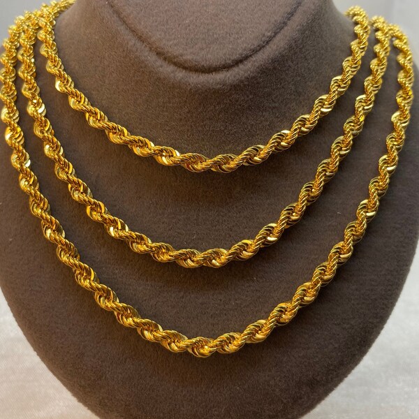 18k Gold Rope Chain - Etsy