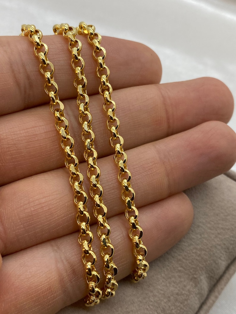 14k Real Gold Rolo Chain 14k Gold Rolo Chain 4mm 14k Rolo - Etsy