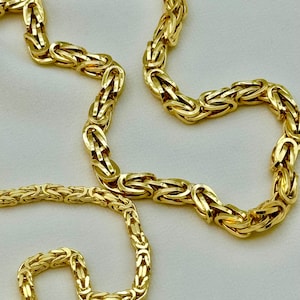 14K Solid Gold Byzantine Chain Necklace: 3mm or 5mm Thickness - Etsy