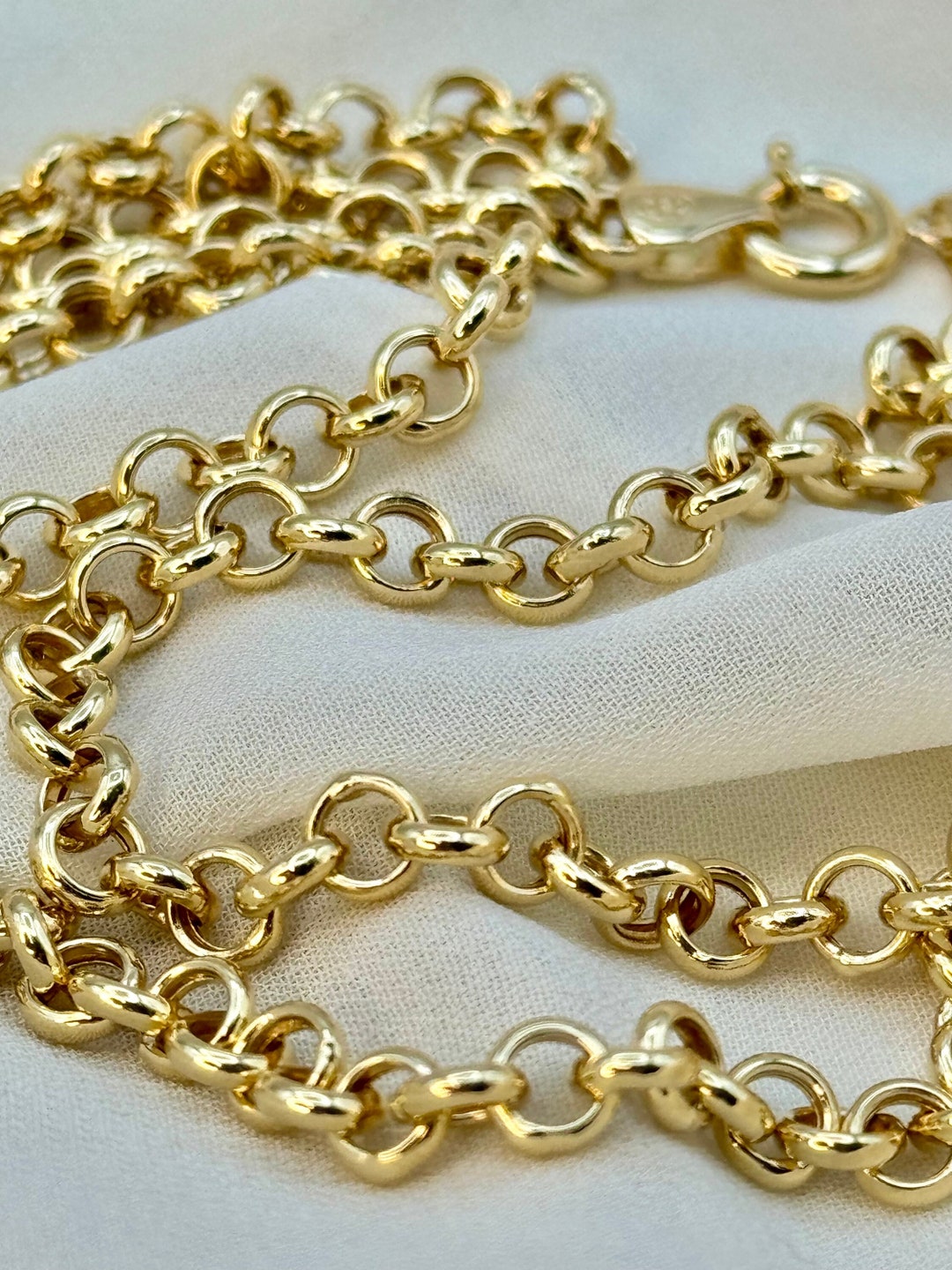 18k Real Gold Rolo Chain, 5mm, 18k Gold Rolo Chain, Gold Rolo Chain ...