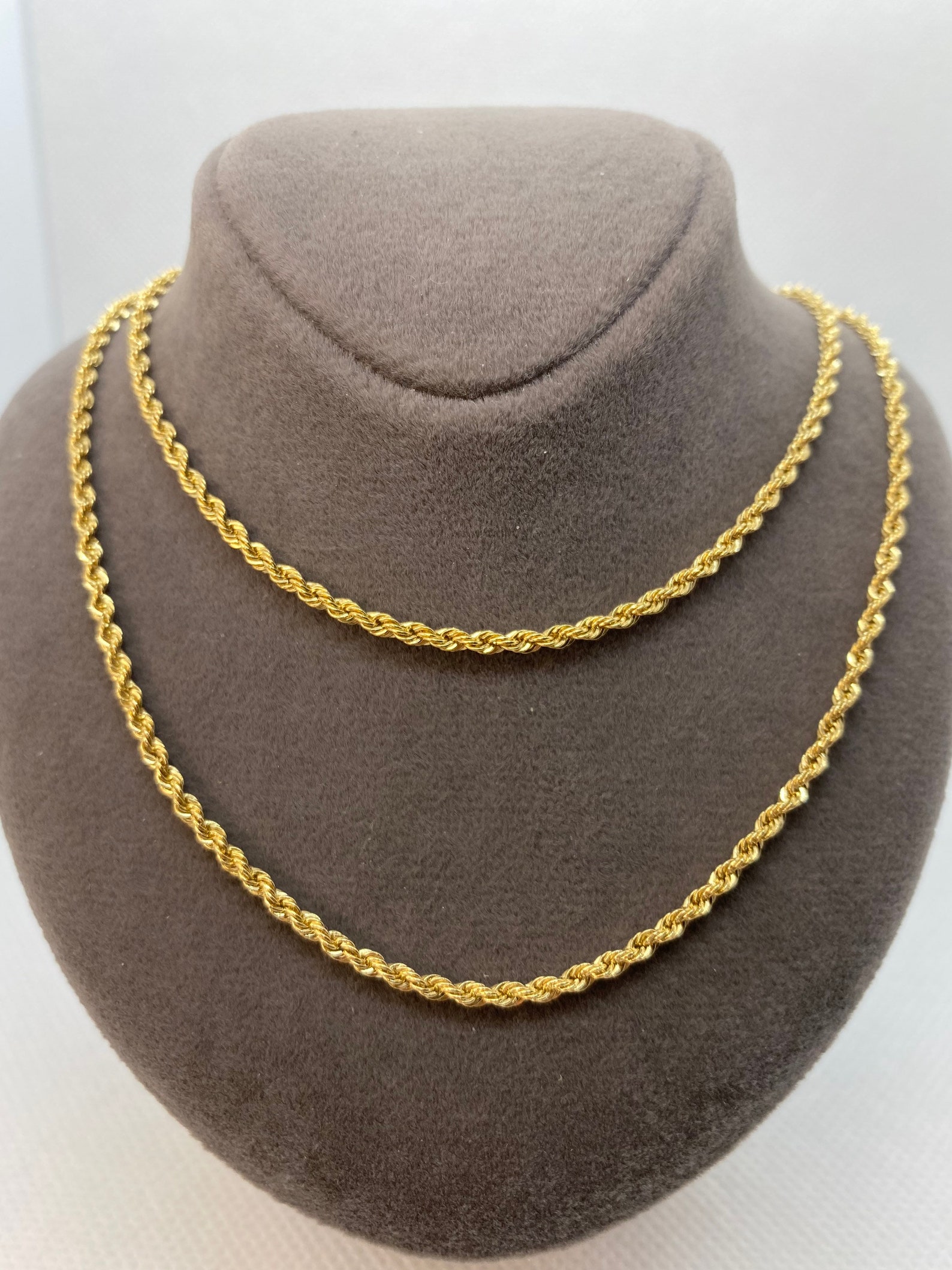 18k solid gold Rope Necklace 2mm | Etsy