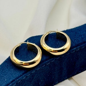 18k Gold Hoop Earring, Fat Hoop Earring, Gold Hoop Earring, Gift ...