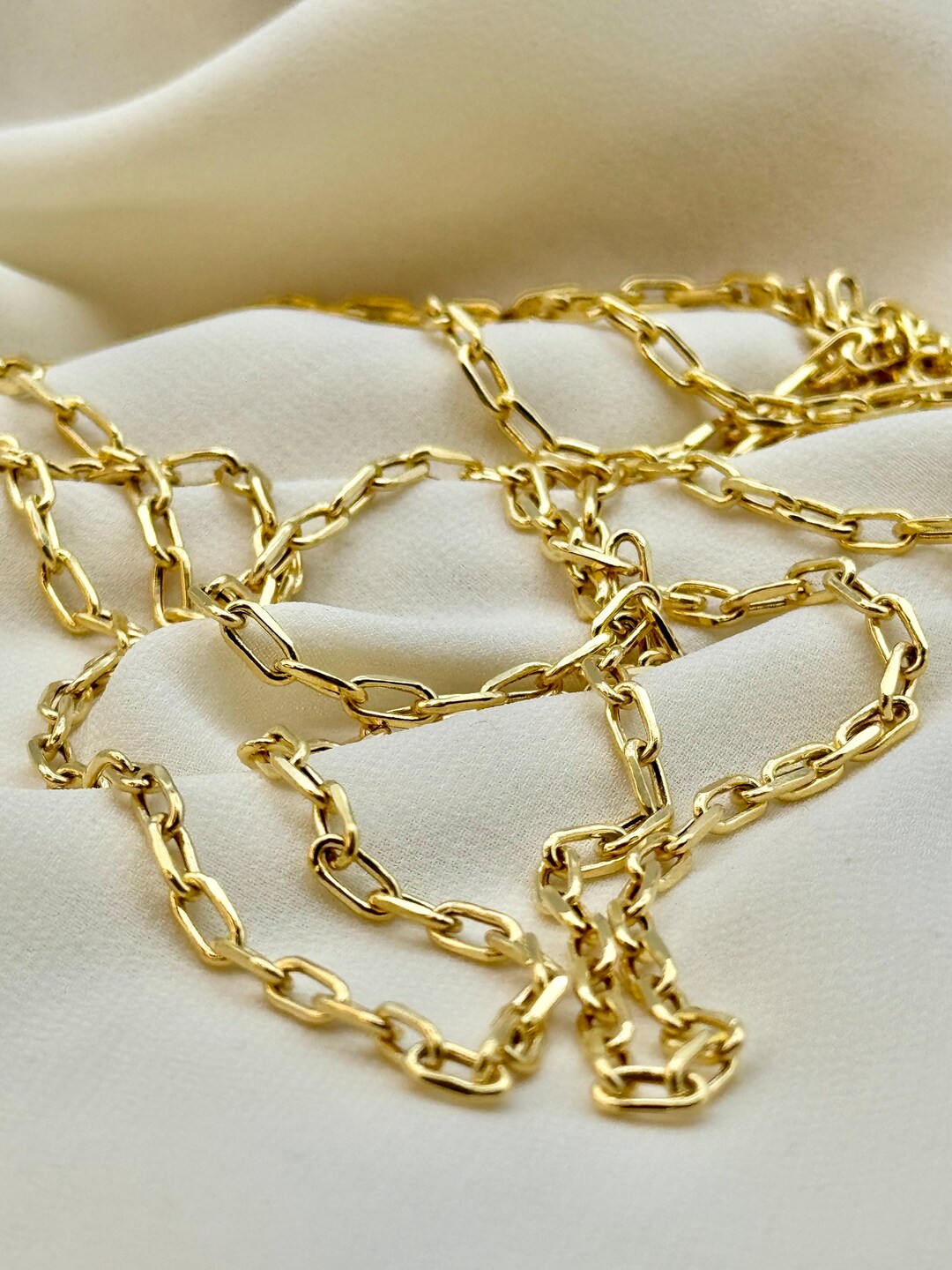 18k Solidgold Cable Chain,22,20,18,3.5mm, Cable Real Gold Chain, Cable ...