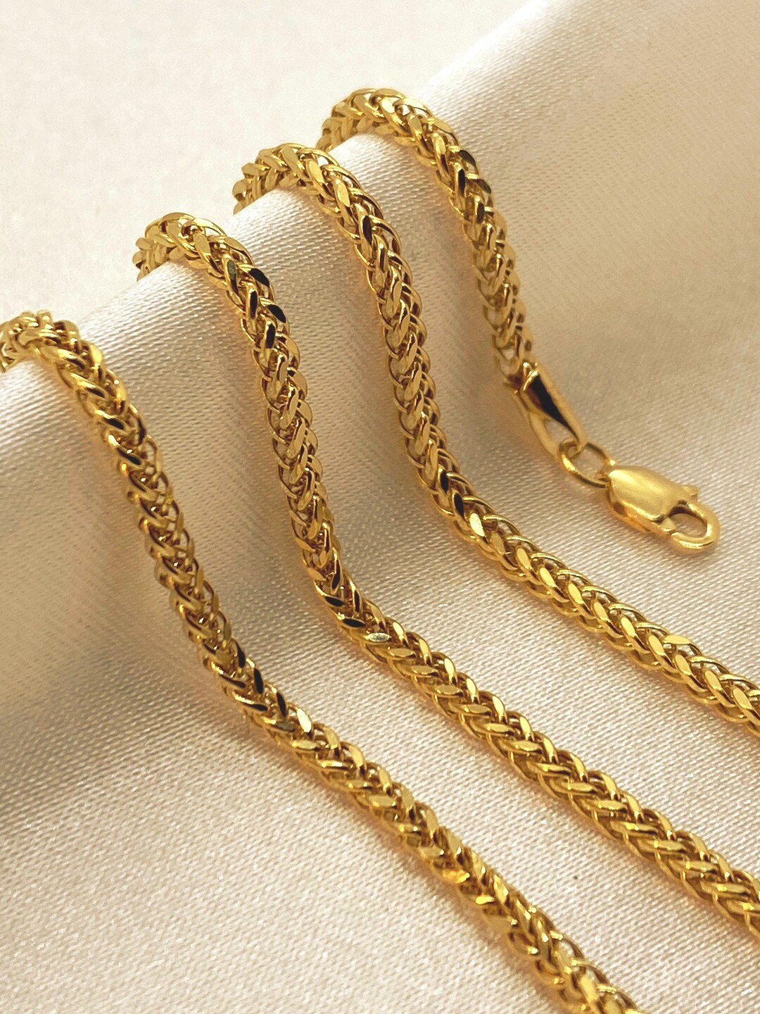 18k Real Gold Franco Chain Necklace: Trending Everyday Layering - Etsy