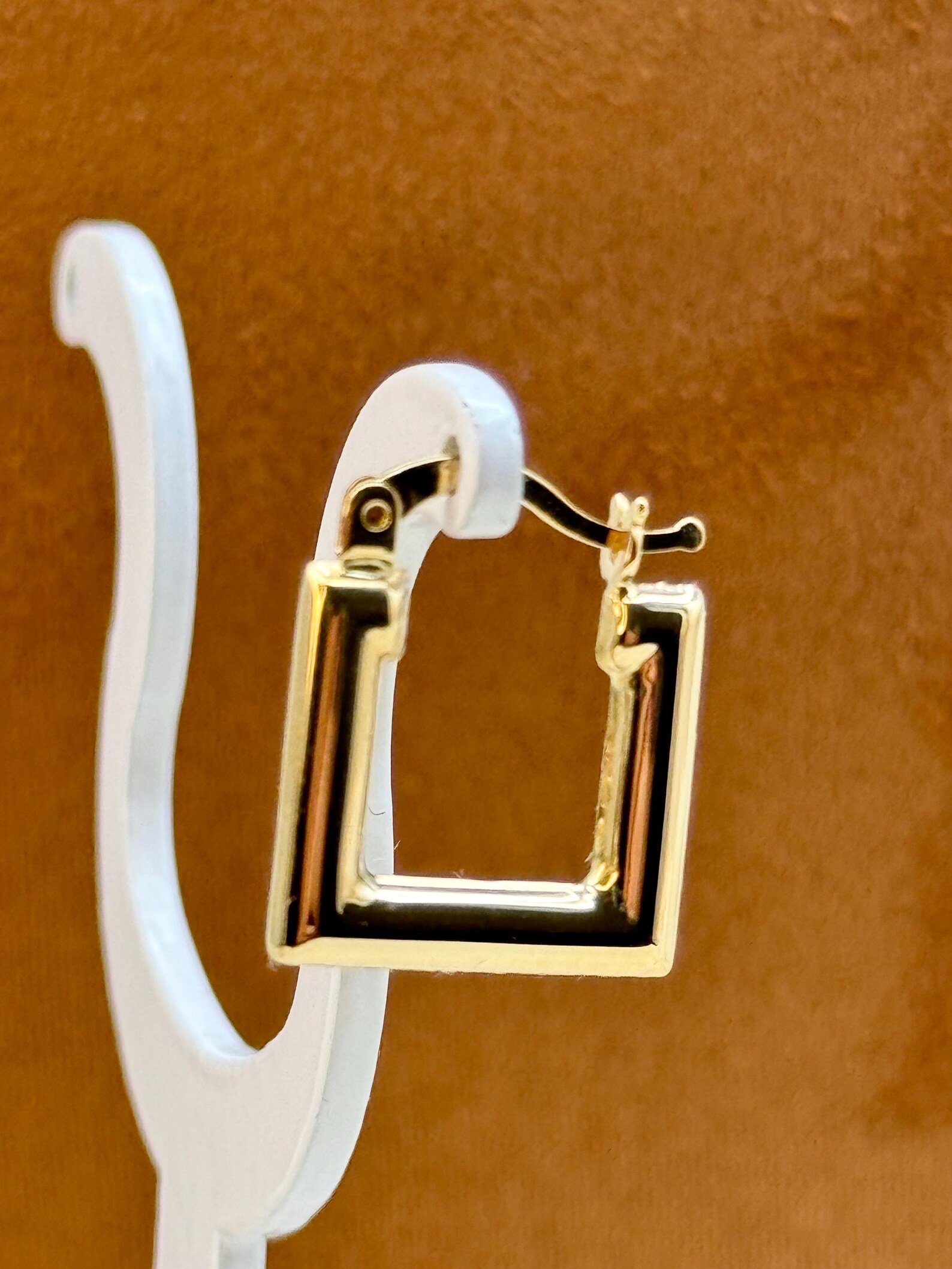 18k Solid Gold Square Hoop Earrings: Thick Geometric Hoops - Etsy