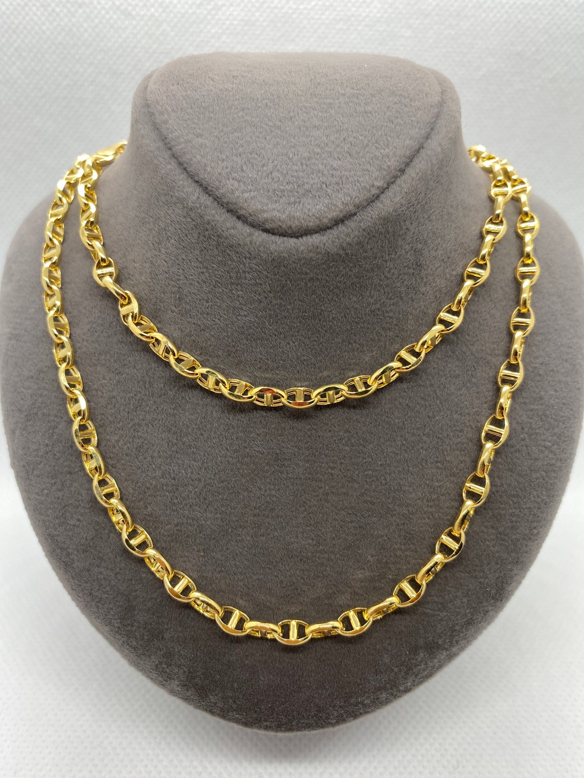 18k Solid Gold ANCHOR CHAIN Necklace 4mm Mariner Chain Etsy 18k-solid-gold-anchor-chain-necklace-4mm-mariner-chain-etsy