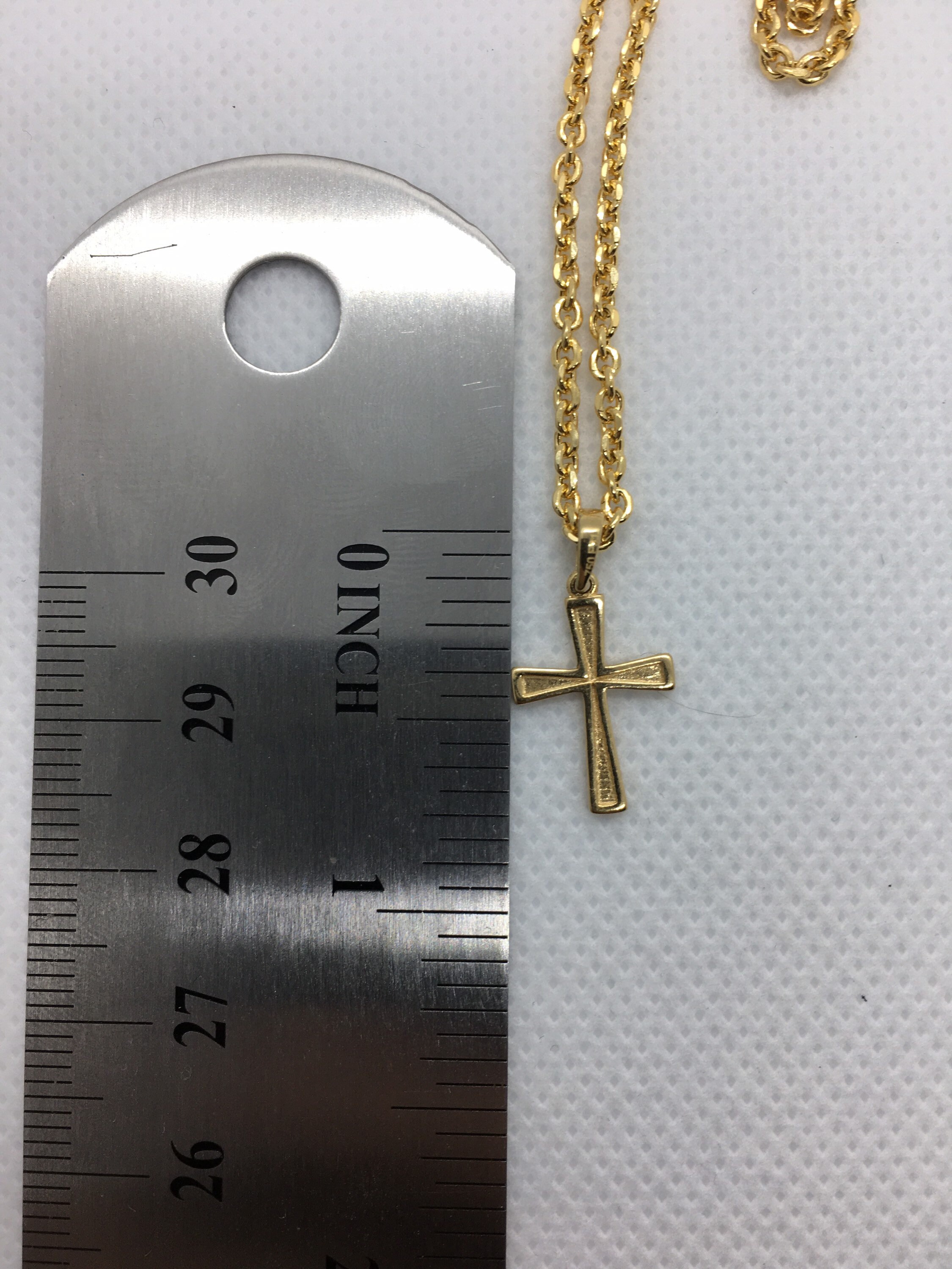 18k solid Gold cross necklace 20 inches | Etsy
