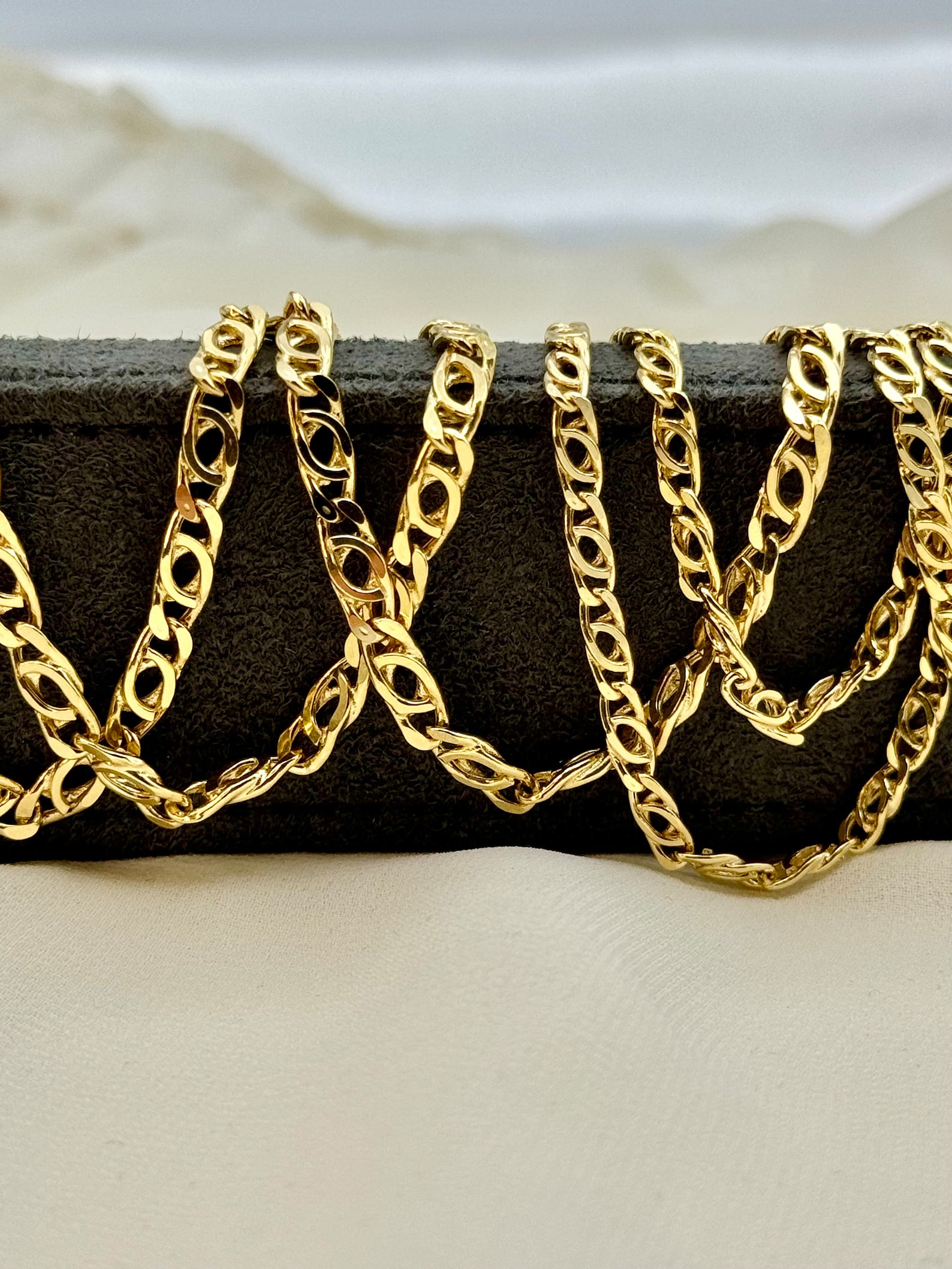 14K Gold Tiger Eye Necklace: Nona Link Chain, Men/women - Etsy