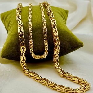 14K Solid Gold Byzantine Chain Necklace: 3mm or 5mm Thickness - Etsy