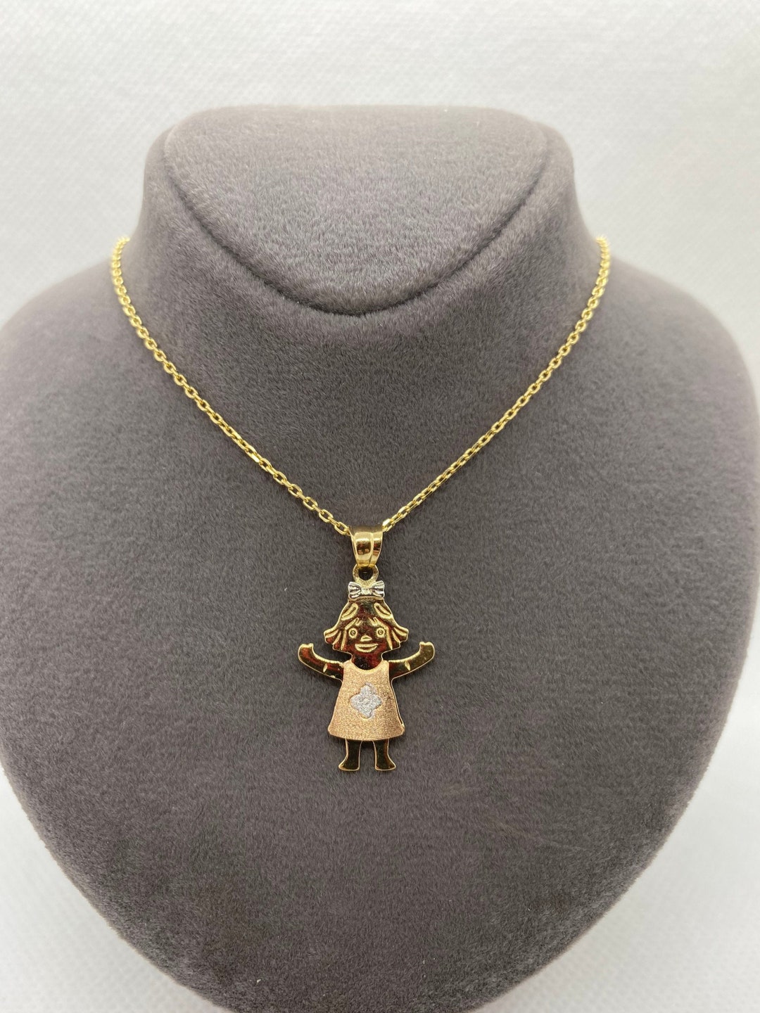 14k Solid Gold Little Girl Necklace 19.5 Inches 1mm - Etsy