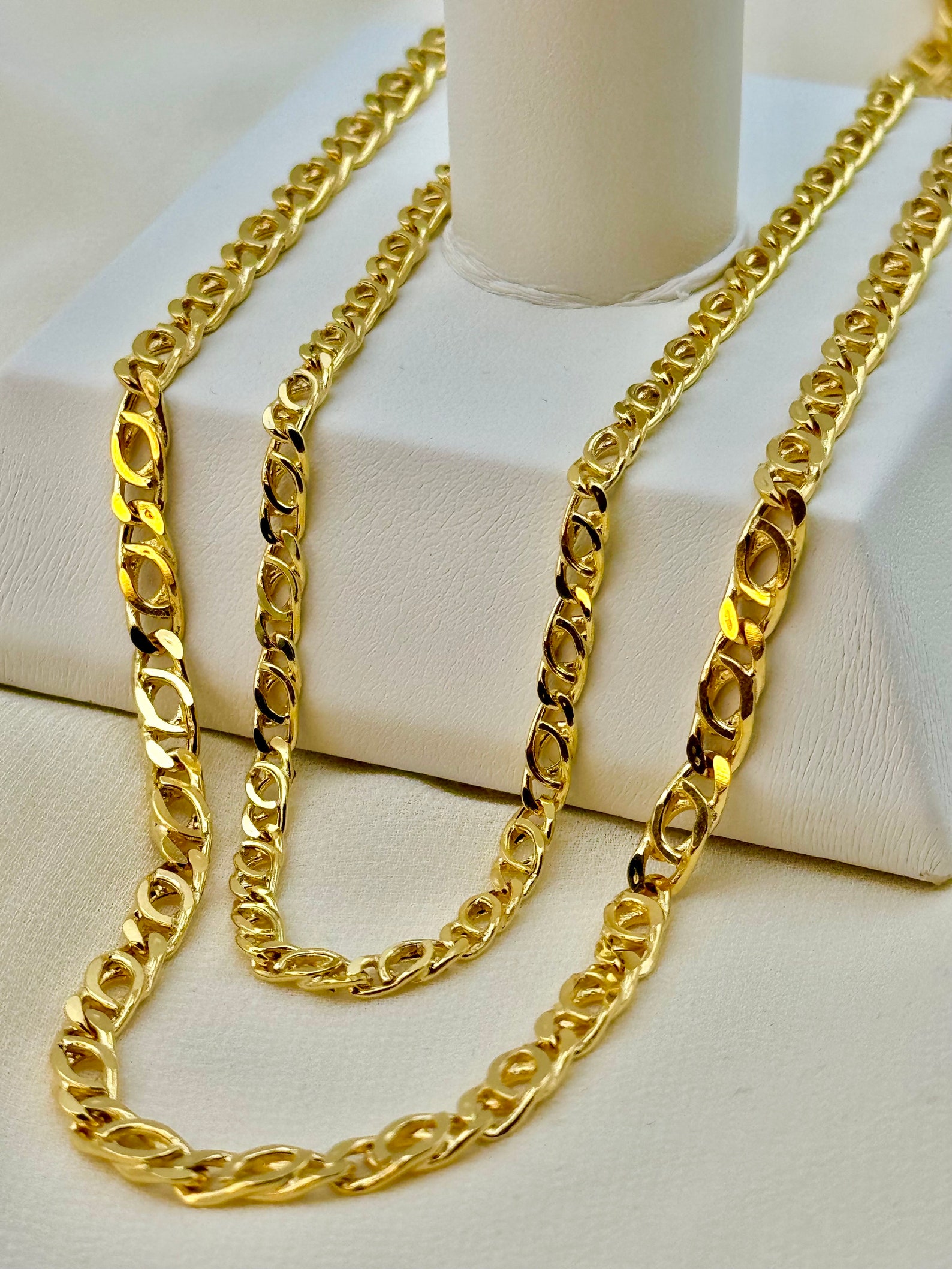 14K Gold Tiger Eye Necklace: Nona Link Chain, Men/women - Etsy