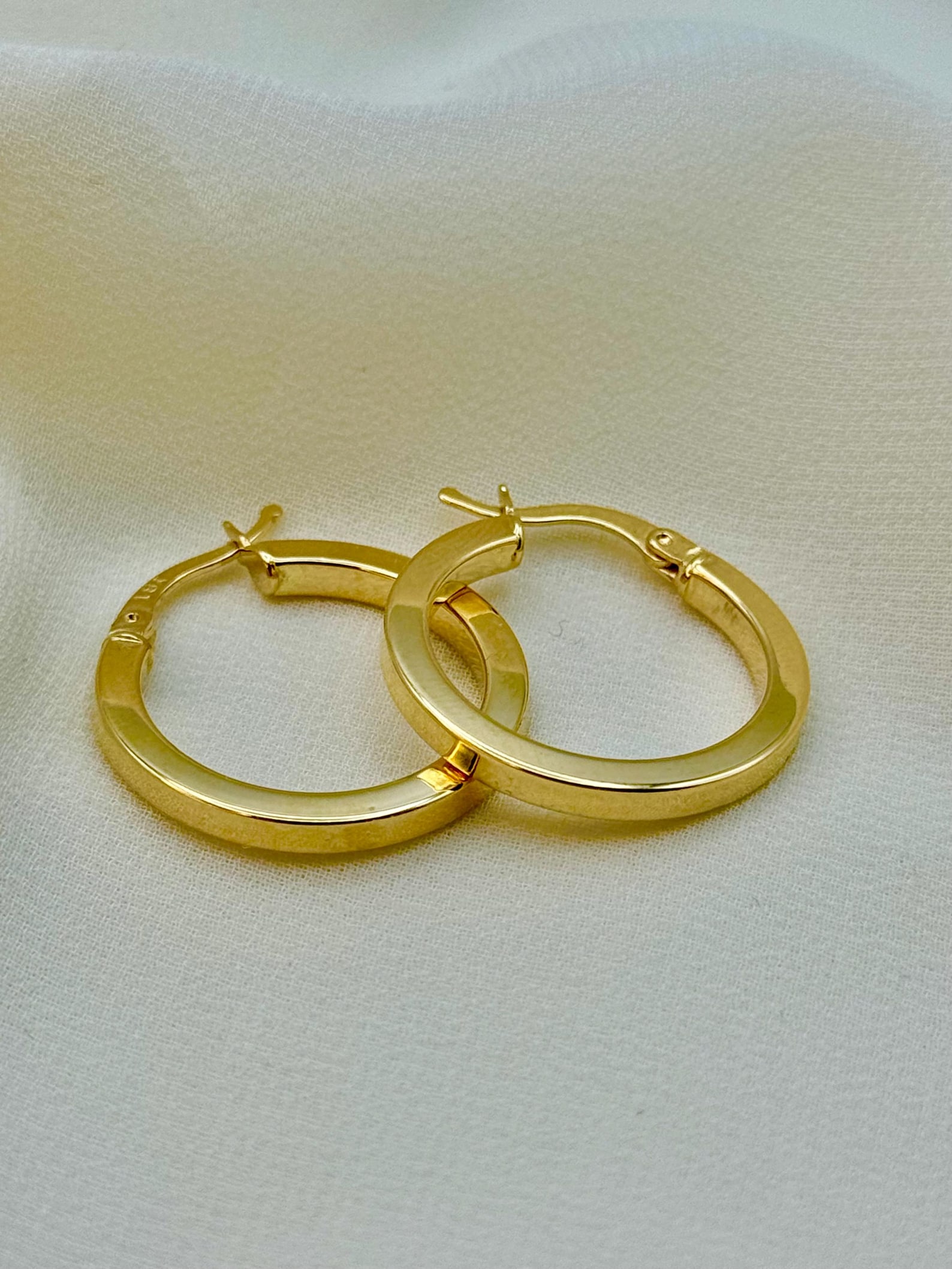 18k Solid Gold Square Hoop Earrings: Thick Geometric Hoops - Etsy