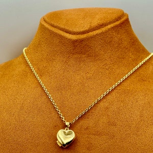 14k Solid Gold Heart Locket Necklace: Rolo Chain Memorial Gift - Etsy