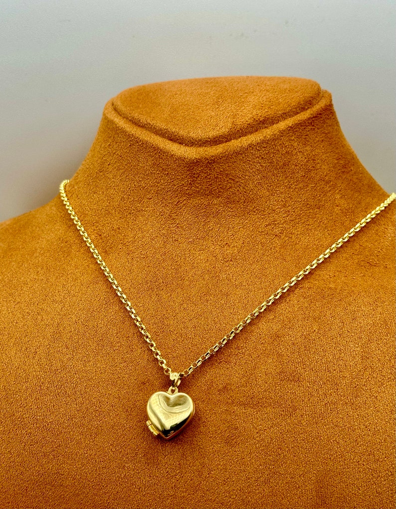 14k Solid Gold Heart Locket Necklace: Rolo Chain Memorial Gift - Etsy UK