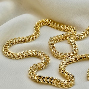14k Solid Gold Diamond Cut Franco Chain Necklace (4.40mm, 20-24") - Etsy