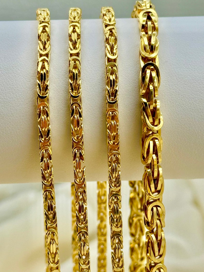 14K Real Gold Byzantine Chain Necklace: 3mm or 5mm Thickness - Etsy