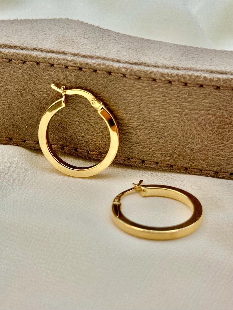 18k Solid Gold Square Hoop Earrings: Thick Geometric Hoops - Etsy