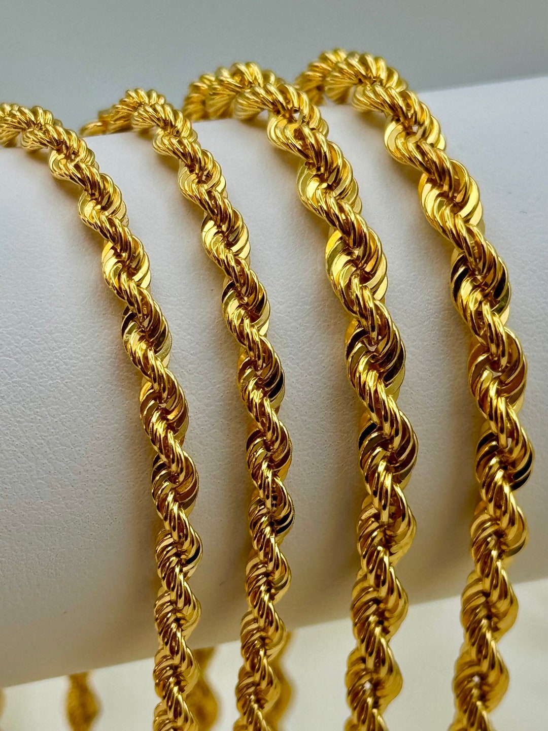 18K Gold Rope Chain: Diamond Cut Twisted Necklace, 4mm and 5mm . - Etsy