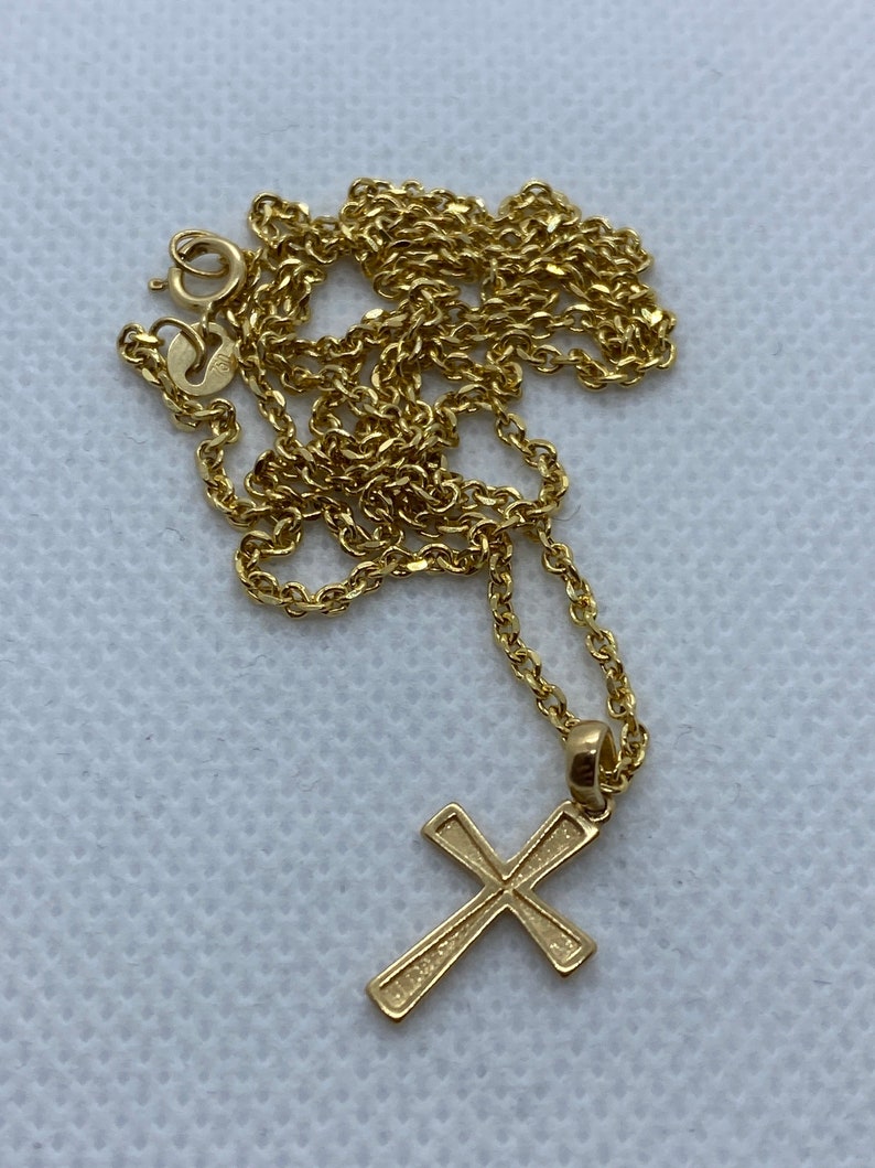 18k Solid Gold Cross Necklace 20 Inches - Etsy