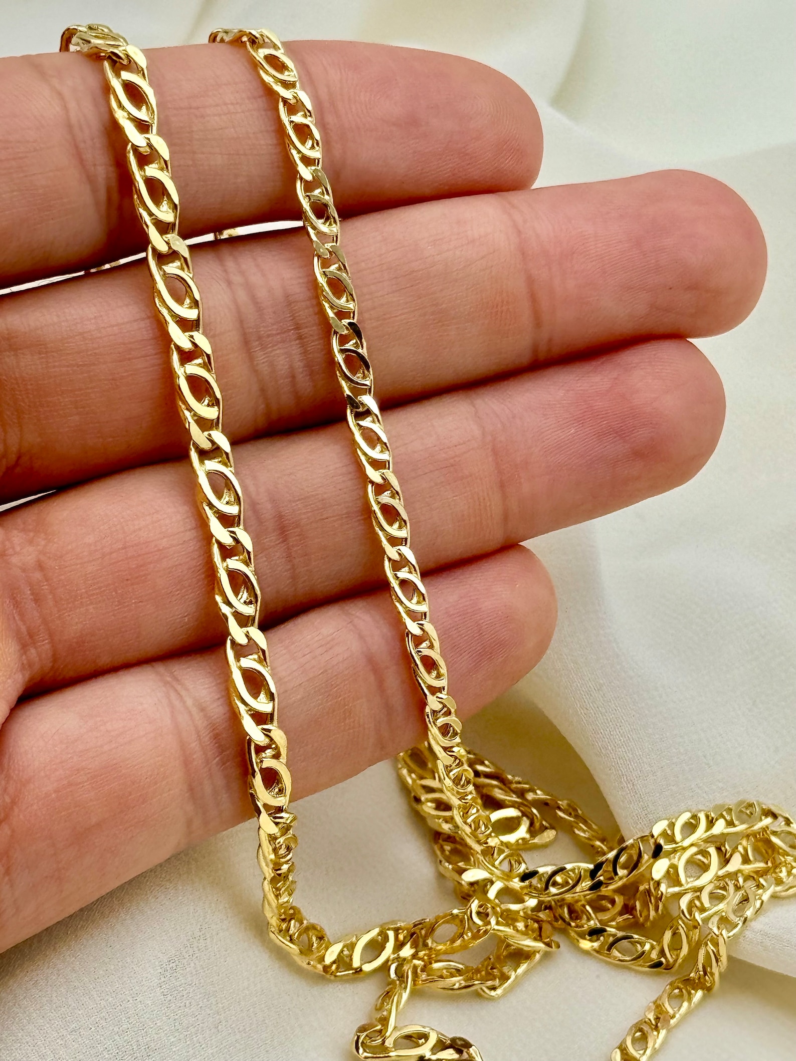 14K Gold Tiger Eye Necklace: Nona Link Chain, Men/women - Etsy