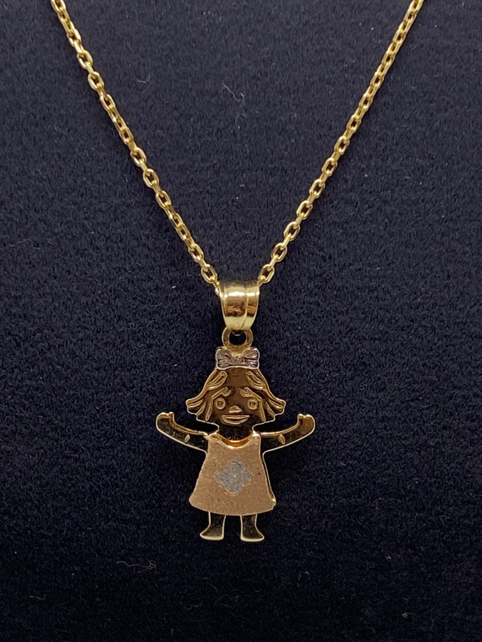 14k Solid Gold Little Girl Necklace 19.5 Inches 1mm - Etsy